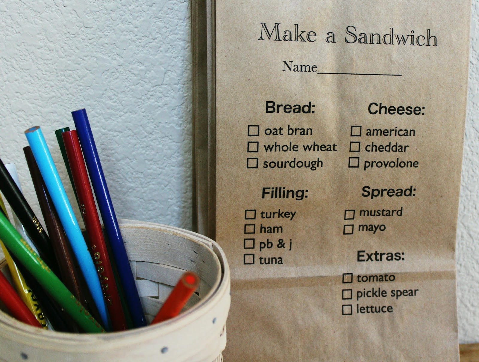 Moore Minutes: Made to Order Sandwich Lunch sacks and other school ideas