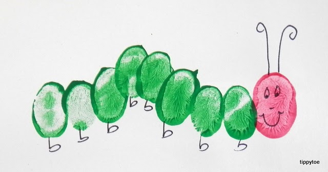 Tippytoe Crafts: Fingerprint Caterpillars
