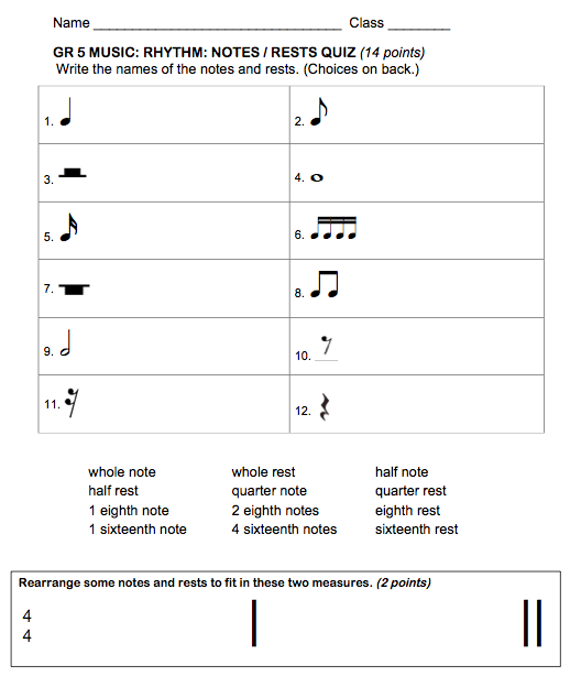5th Grade Rhythm Assessments | Exclusive Music