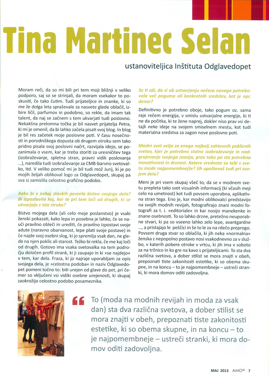 Intervju v reviji Amor – Odglavedopet
