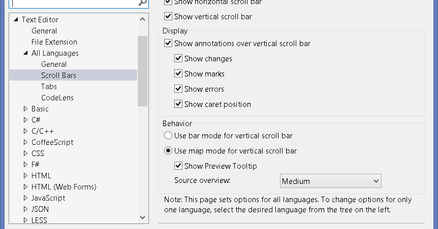 Enhance Visual Studio Scroll Bar Settings - AspTricks.net Enhance Visual Studio Scroll Bar Settings - AspTricks.net