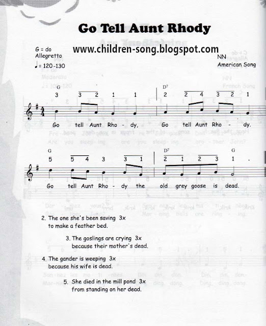 Go Tell Aunt Rhody Song with Notes and Chords