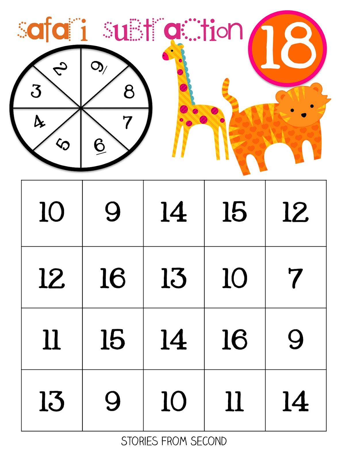 Fourth and Ten: Safari Subtraction {Freebie}