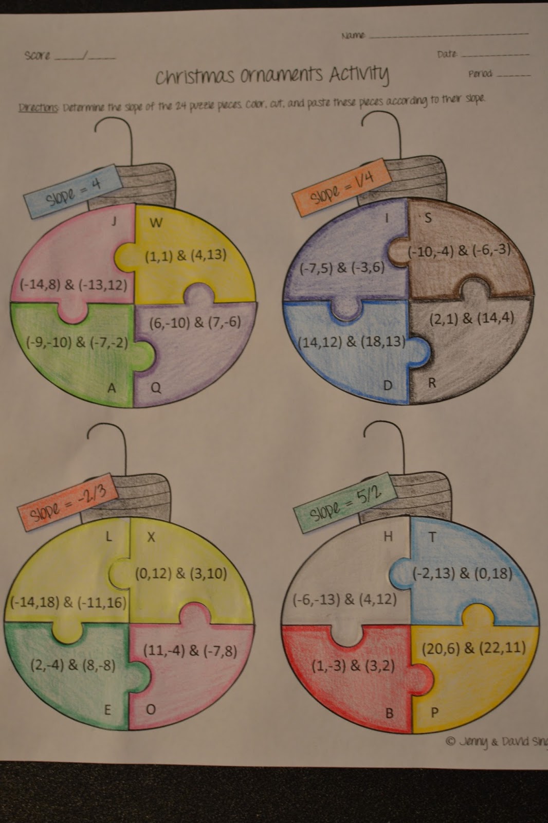 Math in Demand: Christmas Slope Activity