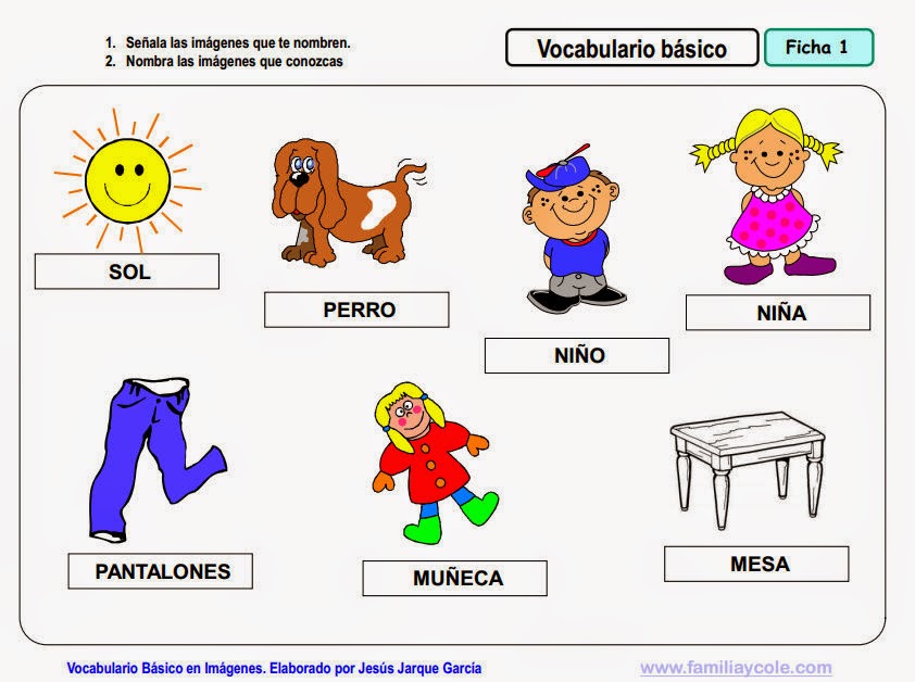 Maestra de Infantil: Vocabulario básico en imágenes para niños de 3 años