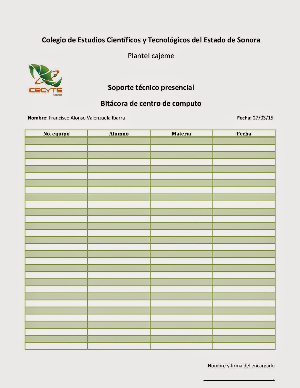 Modulo 3 soporte presencial: EJEMPLOS DE BITACORAS