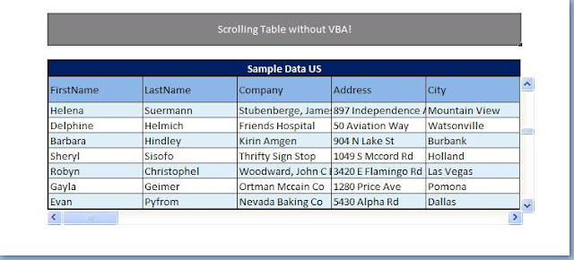 MS Excel-VBA PaceSetter: Create a scrolling table in excel. no VBA MS Excel-VBA PaceSetter: Create a scrolling table in excel. no VBA