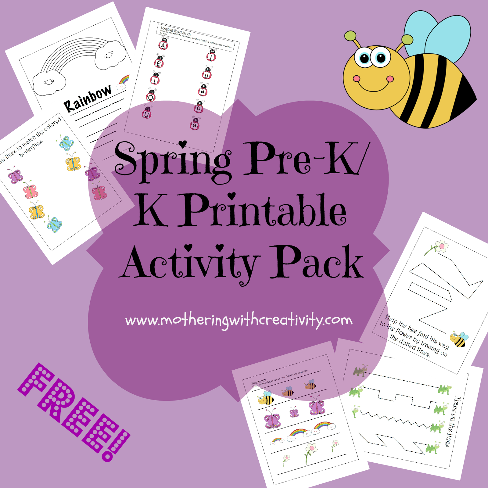 Mothering with Creativity: FREE Spring Pre-K/K Printable Activity Pack