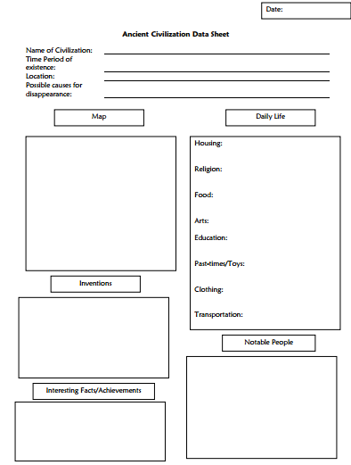 Ancient Civilization Notebooking Page | TJ Homeschooling