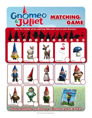FREE Gnomeo & Juliet Activity Sheets!