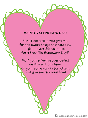 The Bender Bunch: A VALENTINE FROM THE TEACHER FREEBIE