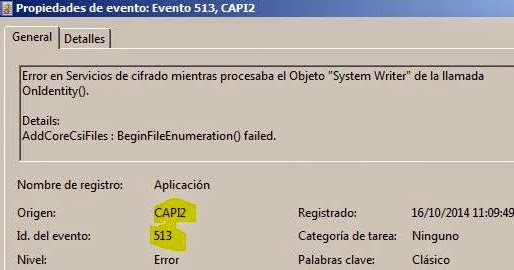 AishaBlog: Como : Solucionar error CAPI2 ID:513 en Windows 2008