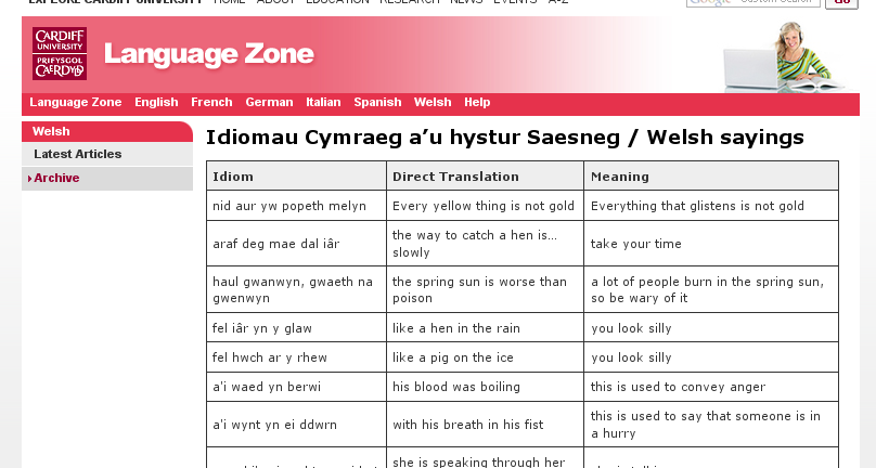 Dolenni Diddorol / Interesting Links: Idiomau Cymraeg a’u hystur ...