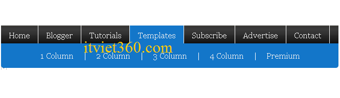 Tạo Menu jQuery Horizontal trỏ xuống ngang cho Web, blog