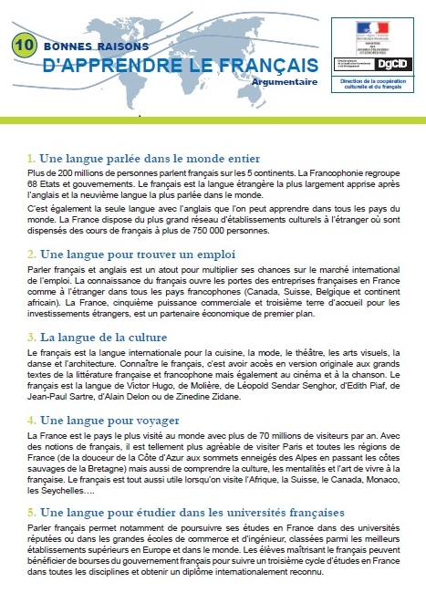 Français Sans Doute: Pourquoi étudier le français? Voilà 10 bonnes raisons!