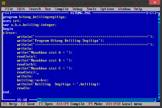 [TUTORIAL] Program Hitung Keliling Segitiga | Turbo Pascal - Dian Pratama | Official Blog