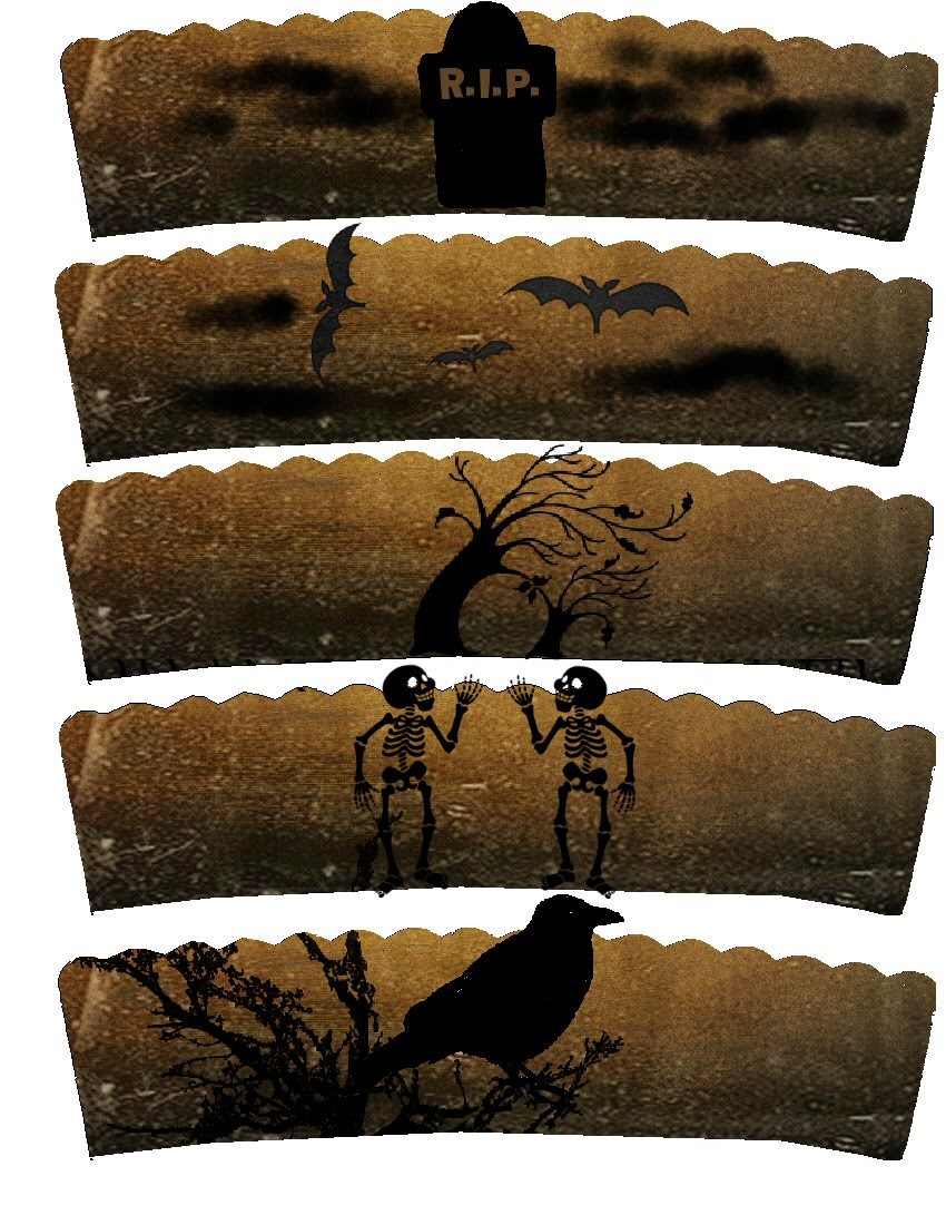 Creapy Halloween Free Printable Cupcake Wrappers and Toppers. - Oh My ...