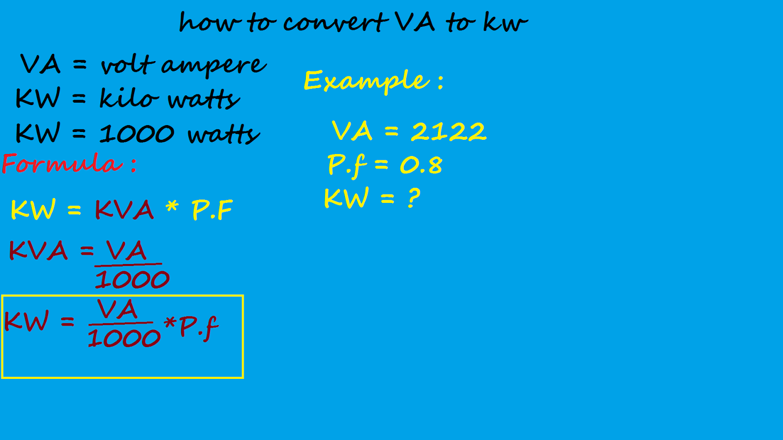 Basic Electrical Engineering How To Convert Volt Ampere To Kilo Watts basic-electrical-engineering-how-to-convert-volt-ampere-to-kilo-watts