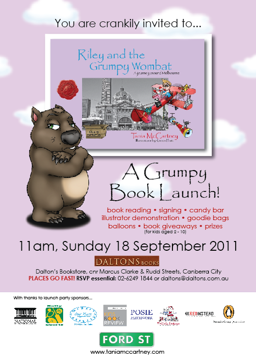 Tania McCartney Blog: riley and the grumpy wombat book launch party!