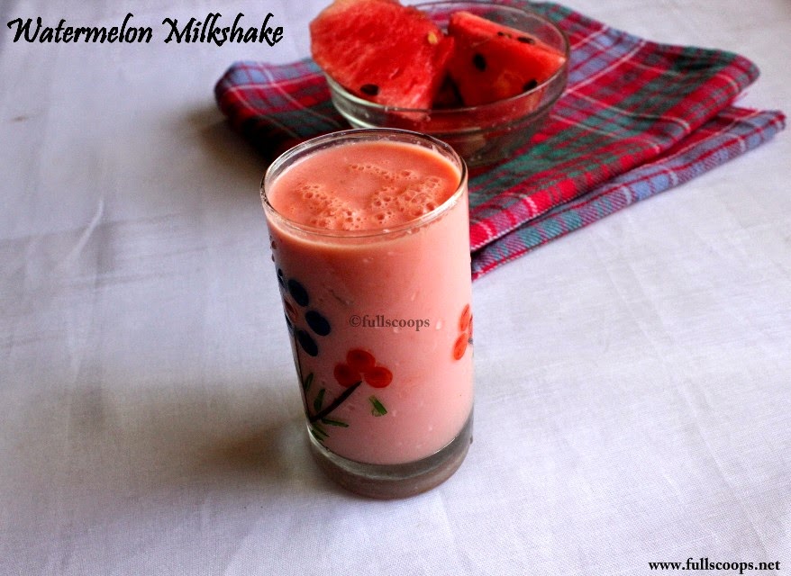 Watermelon Milkshake ~ Full Scoops - A food blog with easy,simple & tasty recipes!