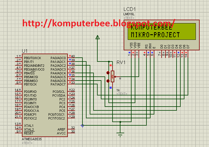 menampilkan teks pada lcd 16x2 menggunakan atmega 8535 / 16 | KOMPUTER BEE menampilkan teks pada lcd 16x2 menggunakan atmega 8535 / 16 | KOMPUTER BEE