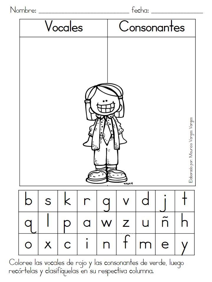 Lengua Española de Educación Primaria: "Vocales y consonantes" (Ficha ...