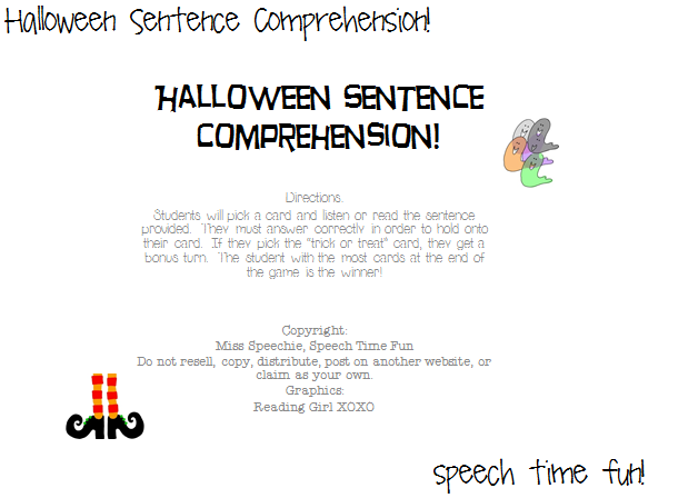 Halloween Sentence Comprehension (FREEBIE!) - Speech Time Fun: Speech ...