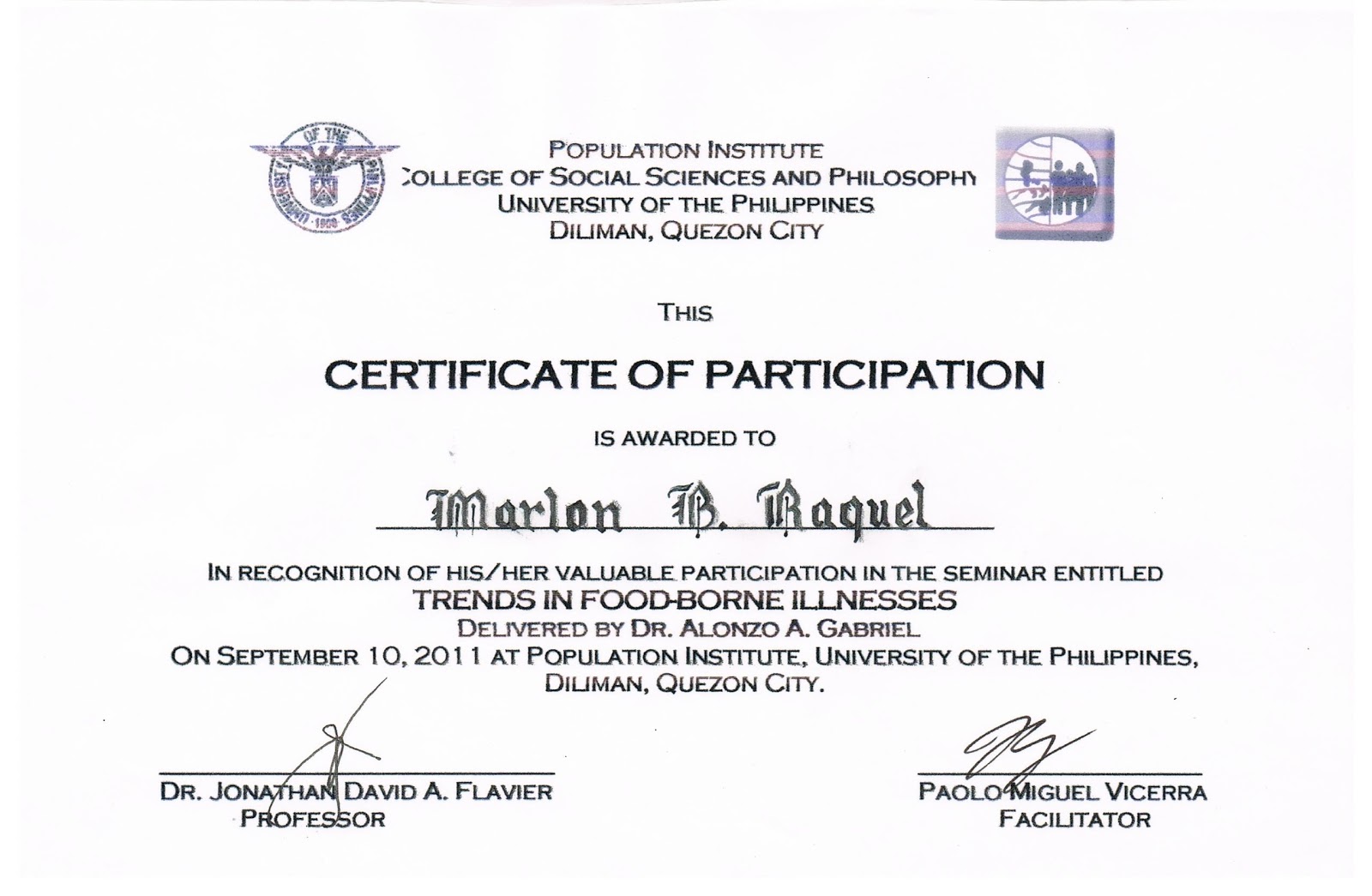 Tidbits and Bytes: Example of Certificate of Participation - Seminar on ... Tidbits and Bytes: Example of Certificate of Participation - Seminar on ...