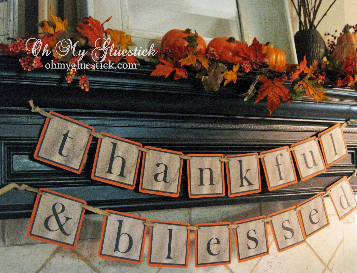 thankful+and+blessed+banner.jpg (1399×1069) | Thanksgiving garland ...