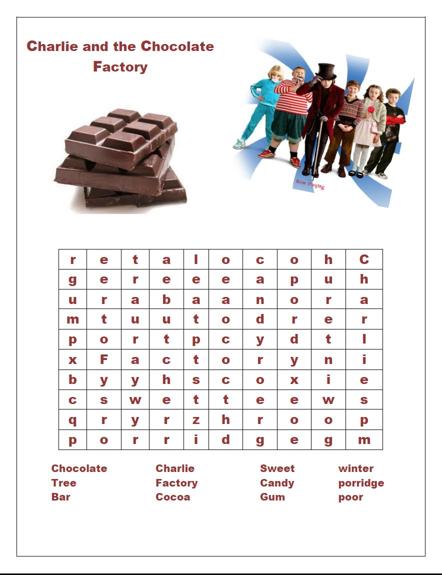 Chocolate Word Search Puzzle Puzzles To Play - Bank2home.com