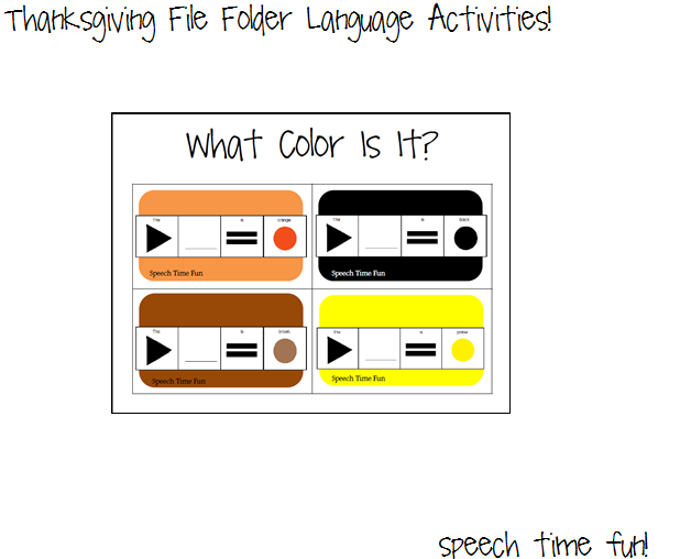 Thanksgiving File Folder Language Activities! - Speech Time Fun: Speech ...