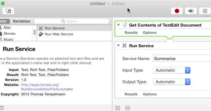 Views of a Coder: New: OS X Automator Action plugin for invoking Services