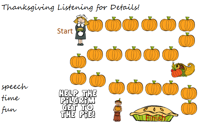 Thanksgiving Listening for Details! - Speech Time Fun: Speech and ...