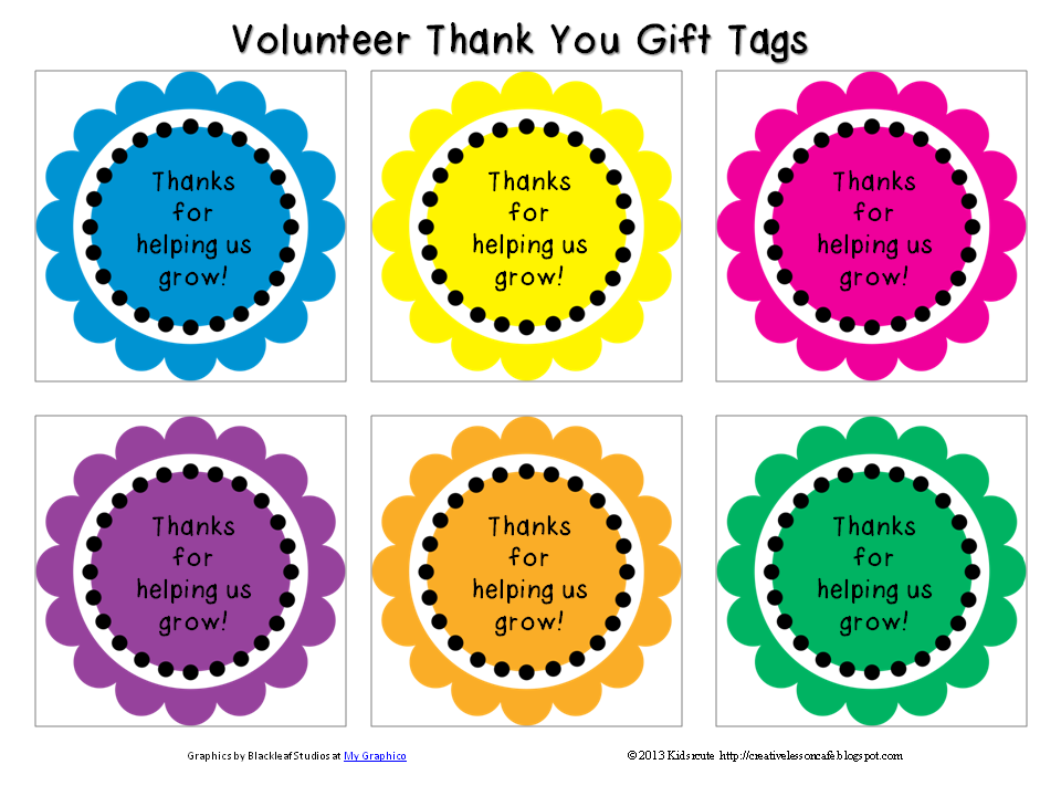 Creative Lesson Cafe: Classroom Volunteer Gifts and a Freebie Gift Tag