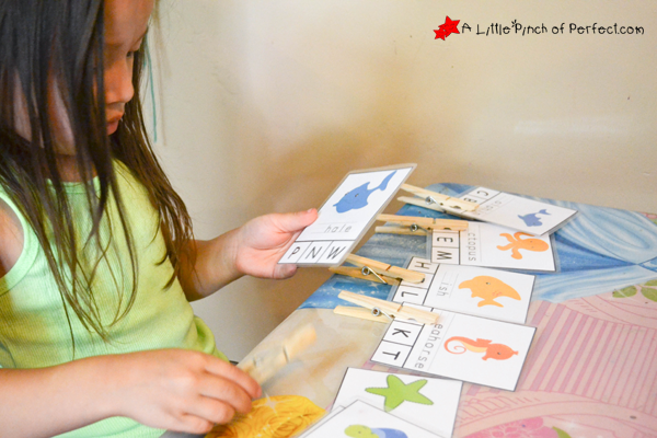 Ocean Animal Phonics Activity: FREE Printable Clip Cards - A Little ...