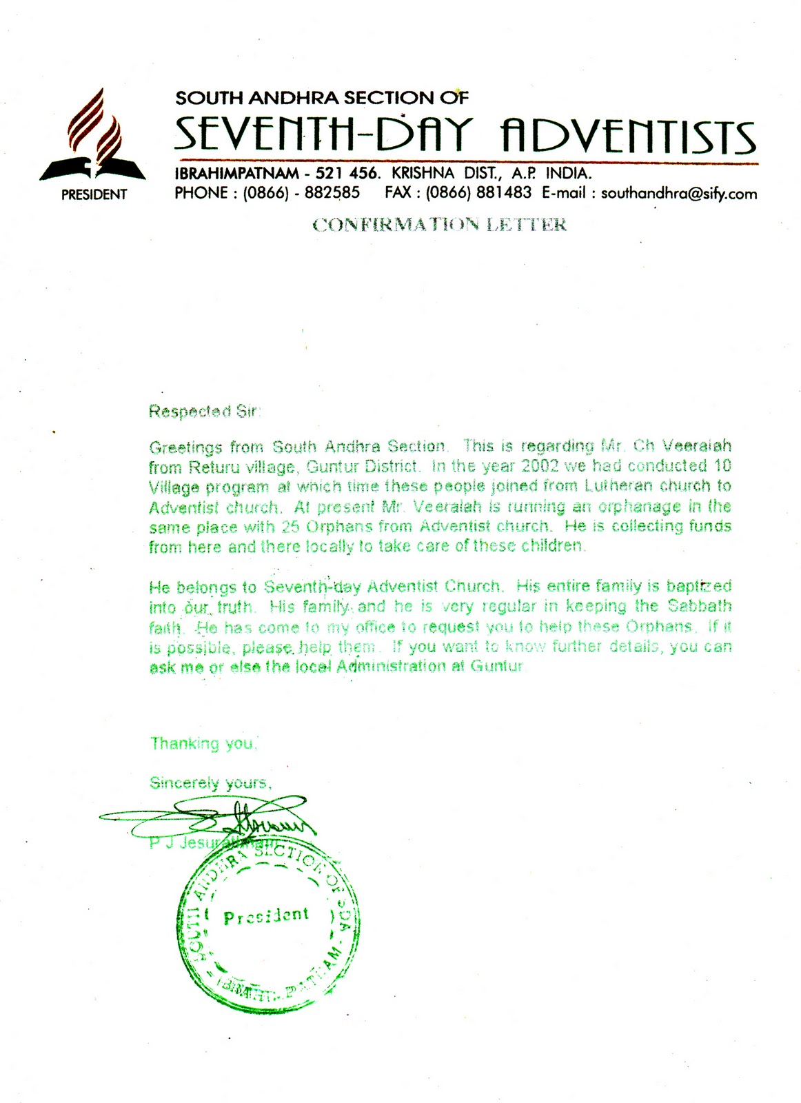 Retur Seventh Day Adventist Church Confirmation Letters retur-seventh-day-adventist-church-confirmation-letters