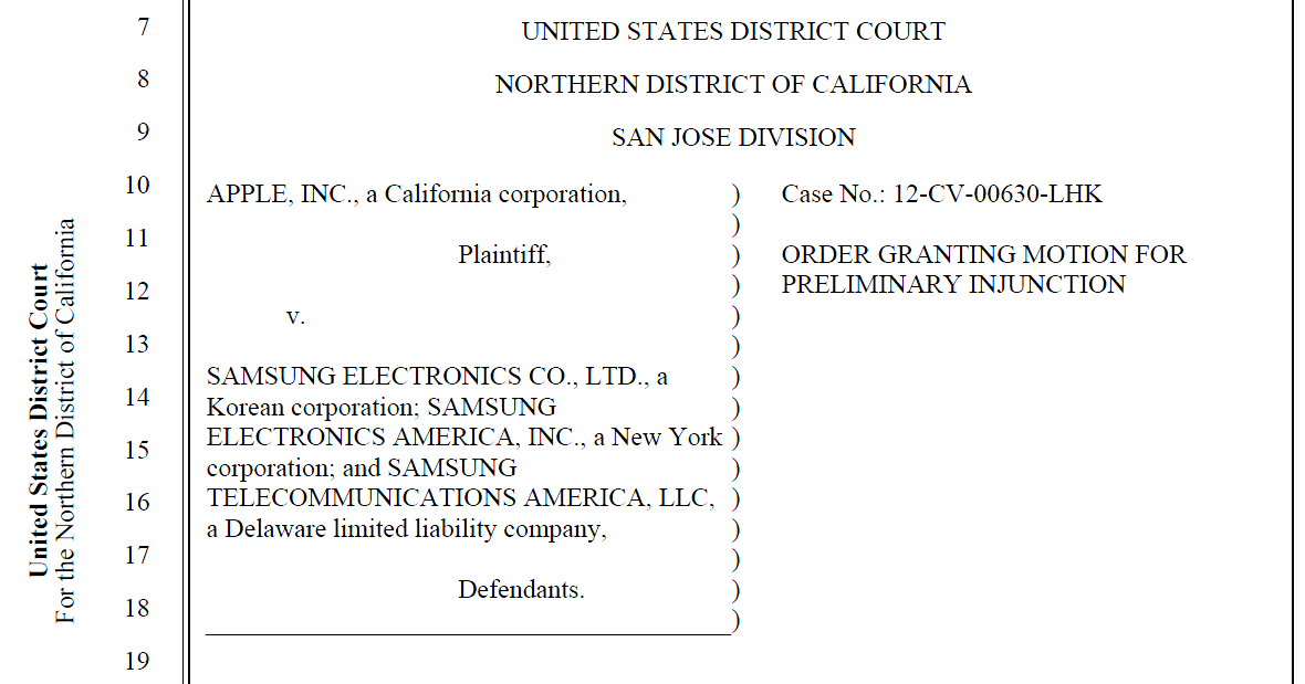 FOSS Patents: Apple wins U.S. preliminary injunction against the ...