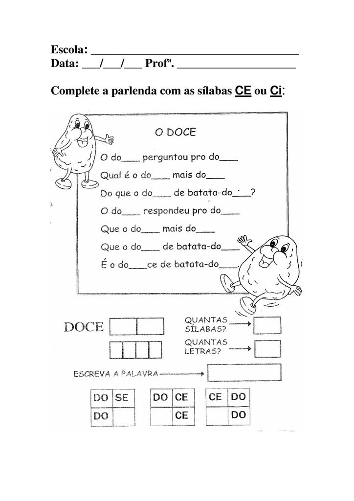 BLOG PROFESSOR ZEZINHO: ATIVIDADES COM CE - CI - DIVERSAS ATIVIDADES ...
