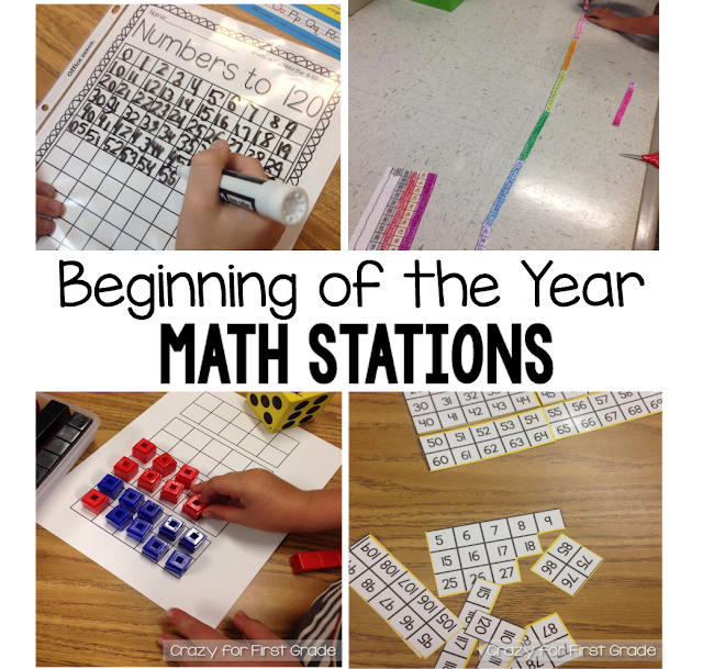 Beginning of the Year Math Stations in First Grade | Crazy for First ...