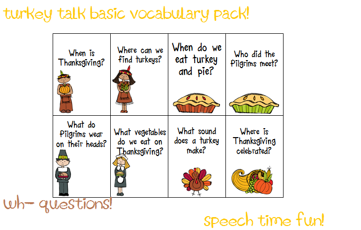 Turkey Talk! Vocabulary Packs for Younger and Older Elementary students ...