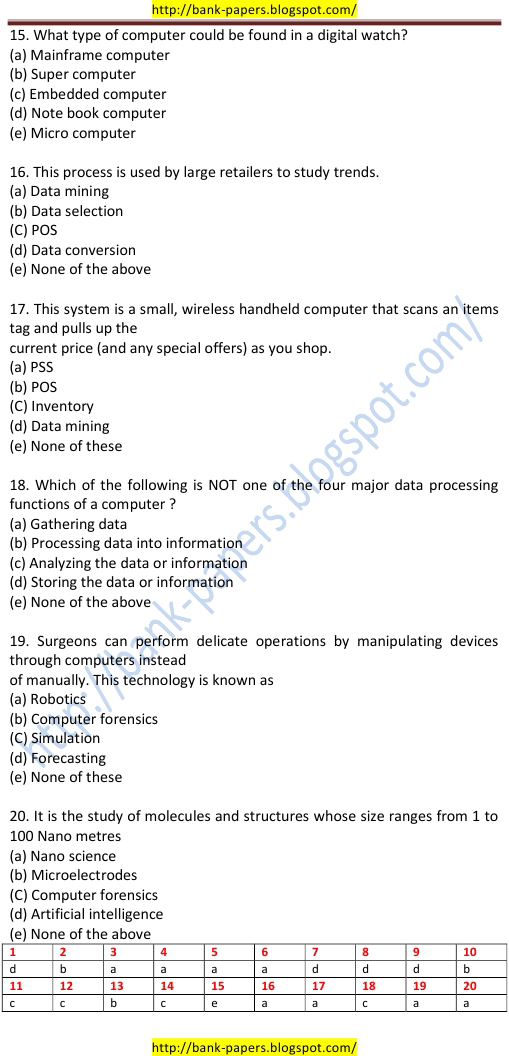 Exercise 12 Bank Exam Computer Awareness exercise-12-bank-exam-computer-awareness