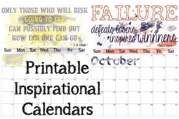 September and October Inspirational Calendars - Printable - Sew Half Crazy
