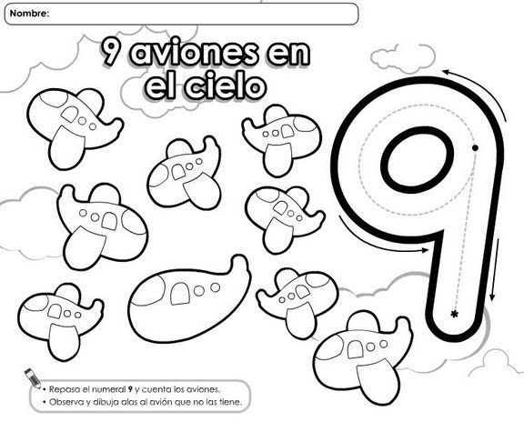 Trabajando en Educación Infantil: 10 fichas del número 9