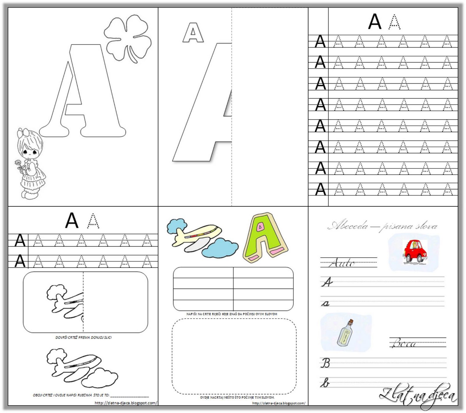 Zlatna djeca: Abeceda - točkalica, crtanka i bojanka (vježbenica)