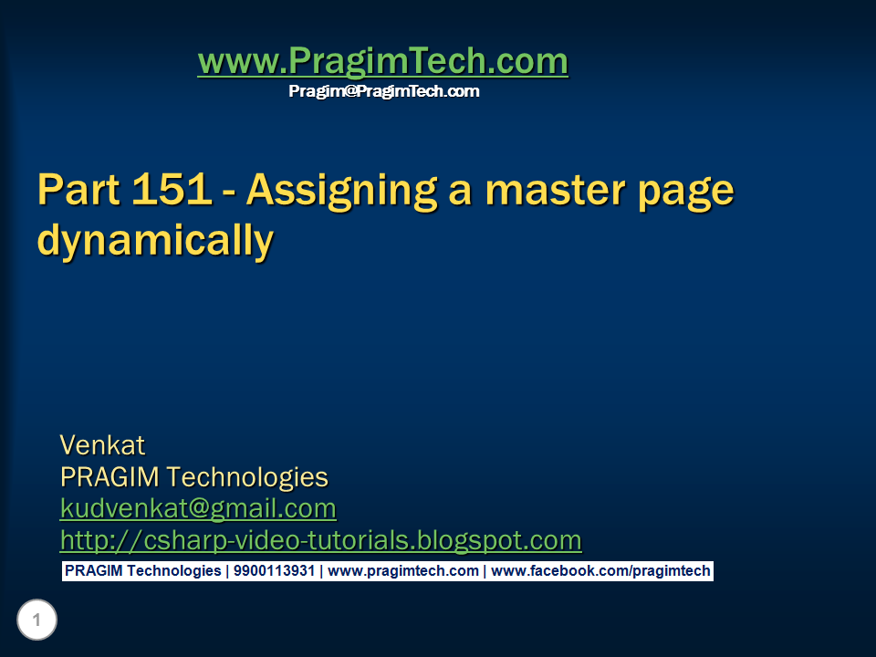 Sql server, .net and c# video tutorial: Assigning a master page ... Sql server, .net and c# video tutorial: Assigning a master page ...