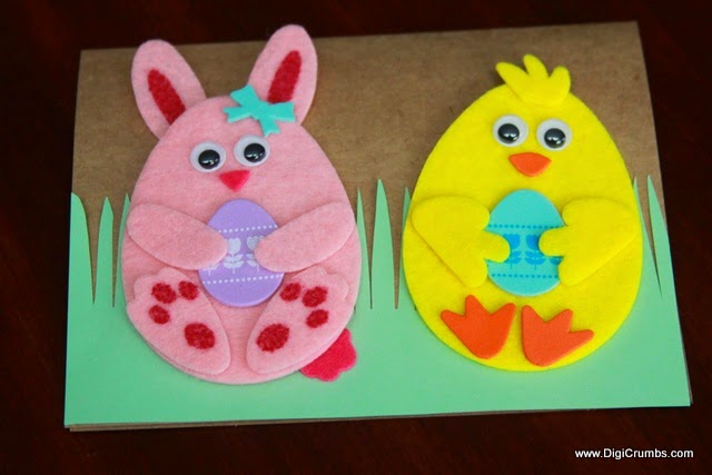 DigiCrumbs: Happy Easter Card featuring Egg Shaped Bunny and Chick