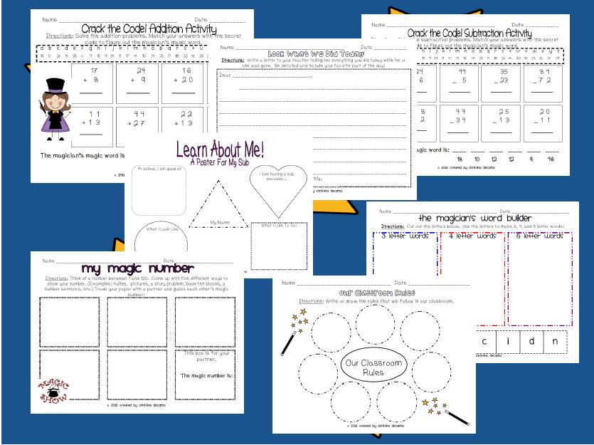 My Teacher Is Missing! Sub Plan Pack *freebie* - Miss DeCarbo