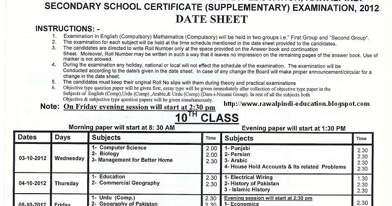 DATE SHEET BOARD OF INTERMEDIATE AND SECONDARY EDUCATION SECONDARY ... DATE SHEET BOARD OF INTERMEDIATE AND SECONDARY EDUCATION SECONDARY ...