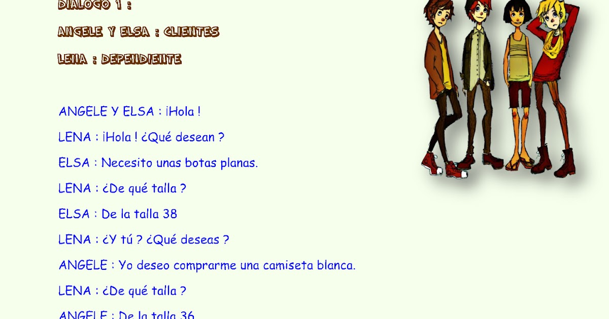 Me encanta escribir en español: Diálogos: En una tienda