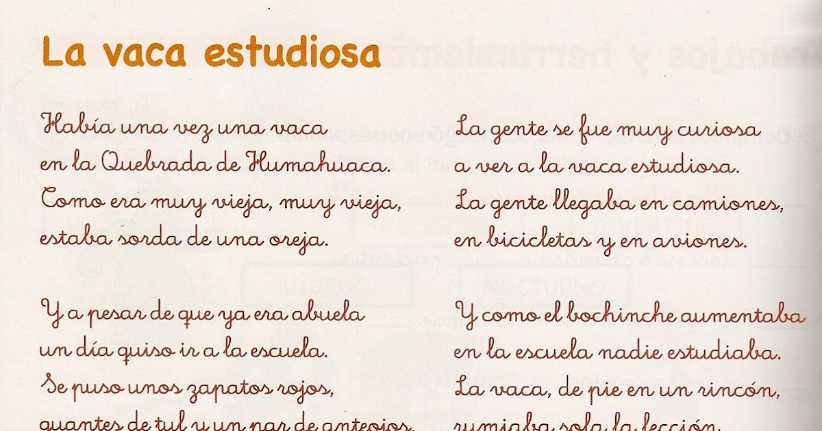 MI MALETÍN DE EDUCACIÓN PRIMARIA: La vaca estudiosa - Rimas, versos y ...